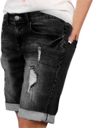 Generic G&eacute;n&eacute;rique Short Femme Jean D&eacute;contract&eacute; &agrave; Jambe Droite Shorts D&eacute;t&eacute; Vintage Respirant avec Poches Pantalon D&eacute;t&eacute; Court pour Le Travail, L&eacute;t&eacute;, Le Quotidie