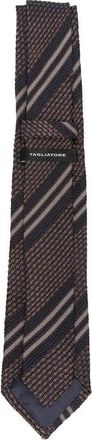 Tagliatore Silk Waffle Knit Diagonal Stripe Necktie - Blue