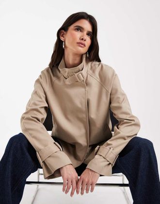 Vero Moda Trench-coat court &agrave; col chemin&eacute;e - Vison argent&eacute;-Neutre