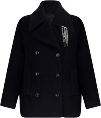 Liu Jo Femme, Manteaux, Bleu, Taille: 34 FR Caban