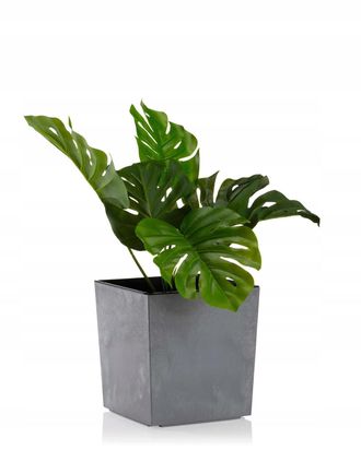 HowHomely Eckiger Blumentopf Grau 19x19x19 cm Gro&szlig; Au&szlig;en - Blumenk&uuml;bel mit Pflanzk&uuml;bel Einsatz - Betonoptik f&uuml;r Deko Wohnzimmer Garten und Terrasse