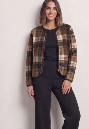 Street One Fellimitatjacke STREET ONE, Damen, Gr. 34, braun (obsidian blau), Pl&uuml;sch, Vorderseite: 100% Polyester. R&uuml;ckseite: 100% Polyester, gemustert, normal no