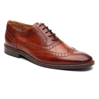 Base London Clarence Brogue Leder Herren Schn&uuml;rschuhe in verbrannten Tan
