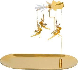 Luxshiny Teelicht Karussell Weihnachten Teelichthalter Gold Rotierender Kerzenhalter Metall Kerzenständer Fee Anhänger mit Tablett Tischdeko Votiv Advent Deko