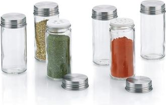 KELA Gew&uuml;rzgl&auml;ser mit Streueinsatz 6 teilig, Gew&uuml;rzstreuer fein & grob, Edelstahldeckel, Gew&uuml;rzglas rund, Gew&uuml;rzdosen Set, FIDELIS