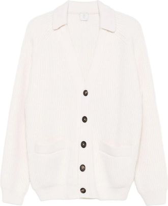 Eleventy Homme, Pulls, Beige, Taille: L Gilet Ivoire en Tricot Côtelé