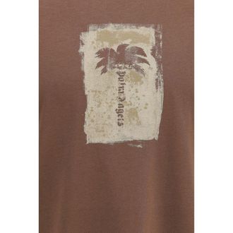 Palm Angels Graphic Cotton T-Shirt - Brown
