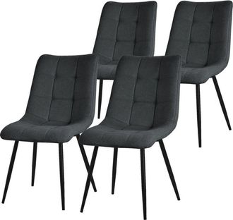 ML Design ML-Design Esszimmerstühle 4er Set Anthrazit, Wohnzimmerstühle mit Stoffbezug, schwarze Metallbeine, Küchenstühle mit Rückenlehne, Polsterstühle für