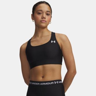 Under Armour HeatGear Mid Sport-BH f&uuml;r Damen Ultimate Schwarz / Wei&szlig; XXL