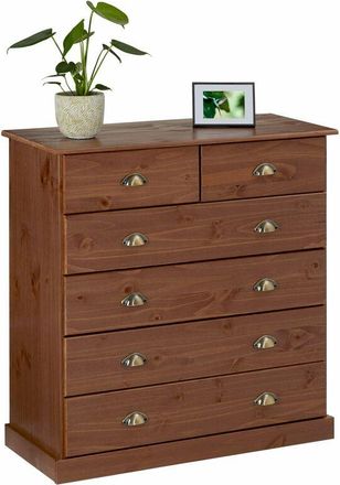 IDIMEX Commode chambre paris l 91 cm en bois massif - Brun foncé