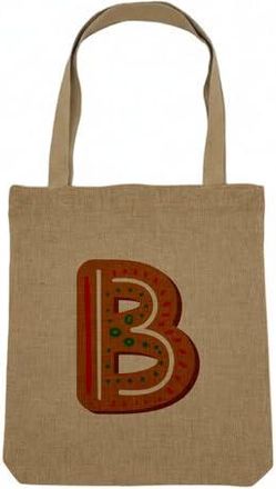 Fabulous Sac Shopping Tote Bag Aspect Lin - B Benjamin Beth Lettre Alphabet Pr&eacute;nom Noel Enfant - Sac de Courses Toile Epaisse 360g Beige Naturel Cabas Port&eacute; Ep