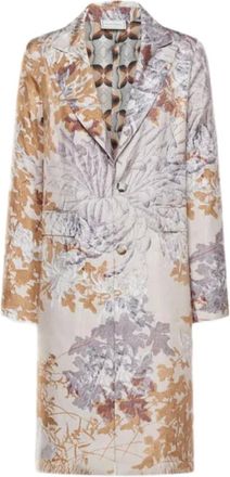 Pierre-Louis Mascia Femme, Manteaux, Multicolore, Taille: 36 FR Manteau Long Crois&eacute; avec Imprim&eacute; Botanique