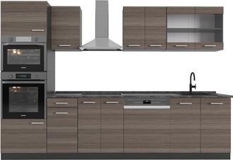 Vicco K&uuml;chenzeile R-Line, Edelgrau/Anthrazit, 300 cm mit Hochschrank, AP Anthrazit