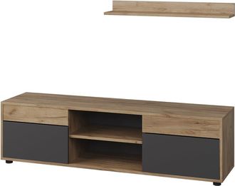 Vicco Wohnwand Berno, Goldkraft Eiche/Anthrazit, 2 Teile