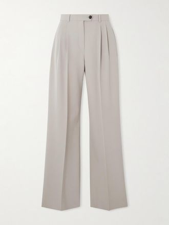 The Row Pantalon Large En Gabardine De Laine À Plis Virgil - Gris