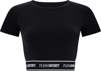 Plein Sport Femme, Tops, Noir, Taille: 42 FR Fleece Cropped T-Shirt
