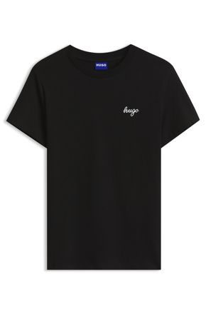 HUGO BOSS T-Shirt HUGO Damatee, Damen, Gr. XXL, schwarz (schwarz 001), Single Jersey, Obermaterial: 100% Baumwolle, unifarben, h&uuml;ftlang, Rundhals, abgesteppte K