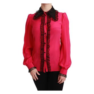 Dolce & Gabbana Luxus Seidenmischung Spitzenbluse Rosa - - Blouses & Shirts - Damen - Rosa - S