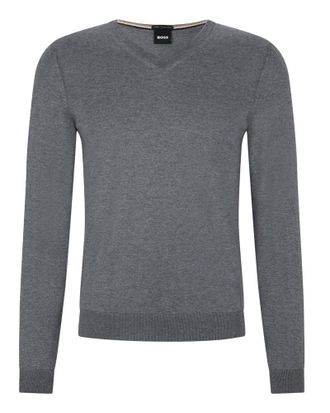 HUGO BOSS Leichter Pullover aus Schurwolle mit V-Ausschnitt in