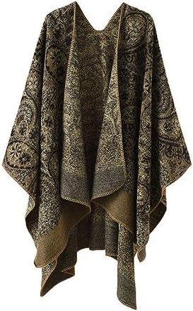 ORANDESIGNE Poncho Ch&acirc;le Femme &Eacute;charpe Cape &Eacute;paisse El&eacute;gant Chaud Automne et Hiver Grand Taille Foulard Chaud Ouverture Faux Cachemire Douce Ch&acirc;le Imprim&eacute; Ethniqu