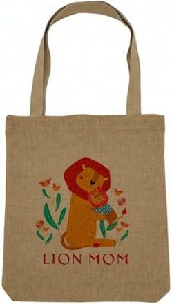 Fabulous Sac Shopping Tote Bag Aspect Lin - Queen Lion Mom Drawing Illustration Savannah - Sac de Courses Toile Epaisse 360g Beige Naturel Cabas Port&eacute; Epaule S