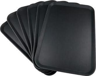 Grunwerg Non-Slip Rectangular Food Tray with High Grip Rubber Surface, 65 x 45cm, Pack of 6