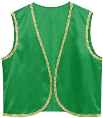dPois Homme Déguisement Arabe Gilet Pantalon Costume Arabe Roi Prince Carnaval Partie Fête Jeux de Rôle F Gilet Vert XL