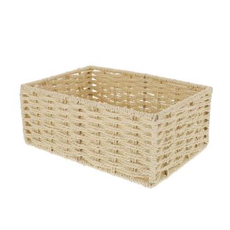 Hemobllo Dekorativer Aufbewahrungskorb aus Kunstrattan Gewebter Tischkorb Klein 22x15x9cm Multifunktionale Aufbewahrungsbox f&uuml;r Schreibtisch und Kleinigkeiten