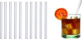 TFA Dostmann GlasWerk Short Glas Trinkhalme, 14.2015.10, 10 Stück, Spülmaschinengeeignet, für Cocktails, Weiß