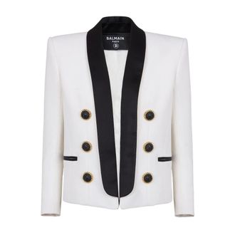 Balmain Femme, Vestes, Blanc, Taille: 38 FR Veste Courte Boutonn&eacute;e