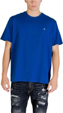 Calvin Klein Jeans Homme, Tops, Bleu, Taille: 2XL T-shirt en coton &agrave; manches courtes et col rond