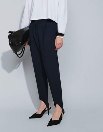 Asos Premium Anzughose mit Steg in Marineblau