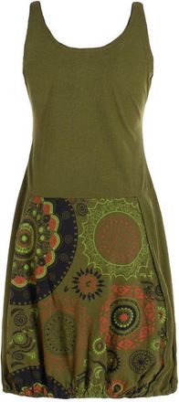 vishes Ballonkleid Damen mittellanges Kleid Baumwolle geometrisches Muster Ballonkleid Alternative Bekleidung, Ethno, Hippie, Retro Style