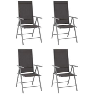 vidaXL Chaises de jardin pliables lot de 4 Textil&egrave;ne Noir vidaXL