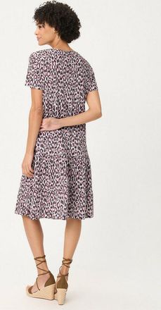 Olsen Midikleid Jerseykleid mit Allover-Dessin und Volants