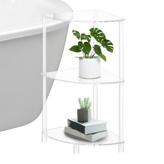 Generic Helle Acryl-Ecke - Dreieckiger dreischichtiger Beistelltisch, Mehrschichtiger Nachttisch, Zeitgen&ouml;ssisches Wohnzimmer Akzentregal, Transparent Dekorat