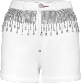 Philipp Plein Damen, Shorts, Wei&szlig;, W25Gr&ouml;&szlig;e