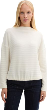 Tom Tailor Damen Sweatshirt mit Gummizug am Saum, 10315 - Whisper White, XXL