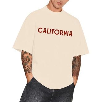 Generico T-shirt d&eacute;t&eacute; pour homme &agrave; th&egrave;me r&eacute;tro avec imprim&eacute; de lettres, pour homme, grande taille, d&eacute;contract&eacute;, streetwear, kaki, XXXL