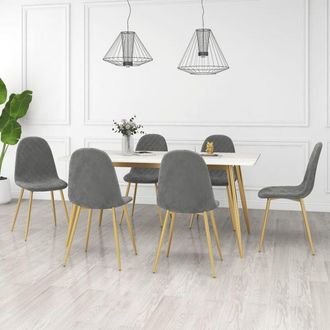 vidaXL Vidaxl - Chaises &agrave; manger lot de 6 gris clair velours