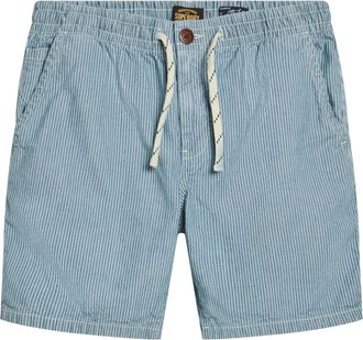 Superdry Herren Indigo Bermudashorts Verwaschenes, Indigoblaues Streifenmuster L