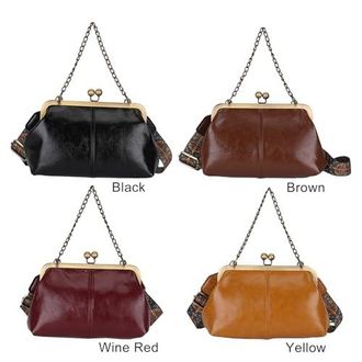 Generic Sac &agrave; bandouli&egrave;re r&eacute;tro pour femmes, sac &agrave; main Kiss Lock, pochette de soir&eacute;e (marron)