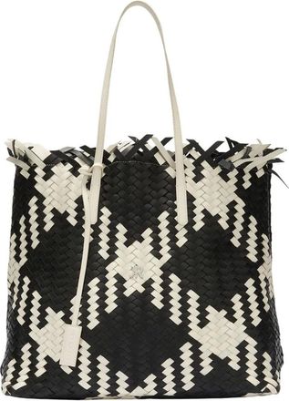 John Richmond Femme, Sacs, Noir, Taille: ONE Size Cabas Tiss&eacute; &agrave; Motif G&eacute;om&eacute;trique