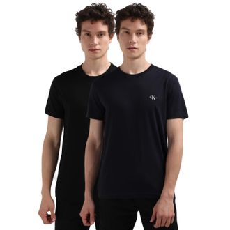 Calvin Klein Jeans Herren 2 Pack Monologo T-Shirt J30j320199 Kurzarm T-Shirts, Blau (Night Sky/Ck Black), S
