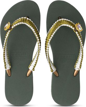 UZURII Slipper & Pantoletten - flip flop Green Macrame Switch - Gr. 37_38 - in Gr&uuml;n - f&uuml;r Damen
