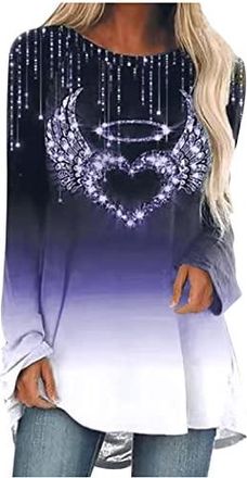 Generic T-shirts imprim&eacute;s T-shirt &agrave; manches longues ample pour femmes avec impression damour de la Saint-Valentin comme mode dhiver T-shirts personnalis&eacute;s T-s