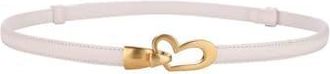 Generic Ceinture fine en cuir pour femme avec boucle dor&eacute;e r&eacute;glable pour pantalons, jeans, robes, cadeau, 2025, blanc, 38in
