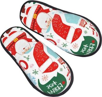 Generic Pantoufles Moelleuses Motif De Flocons De Neige, P&egrave;re No&euml;l Et Sapin De No&euml;l N&deg; 1 Chaussures Confort Maison Chaussons Pour Int&eacute;rieur Unisex Femme L