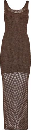 Simona Corsellini Femme, Robes, Brun, Taille: 36 FR Abito midi sottoveste spacchi in crochet lurex