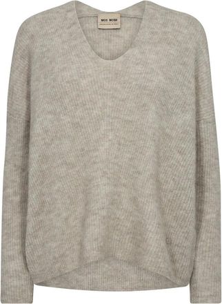 Mos Mosh MOS Mosh, Femme, Pulls, Gris, Taille: 40 FR Pull en tricot à col en V Gris Plume